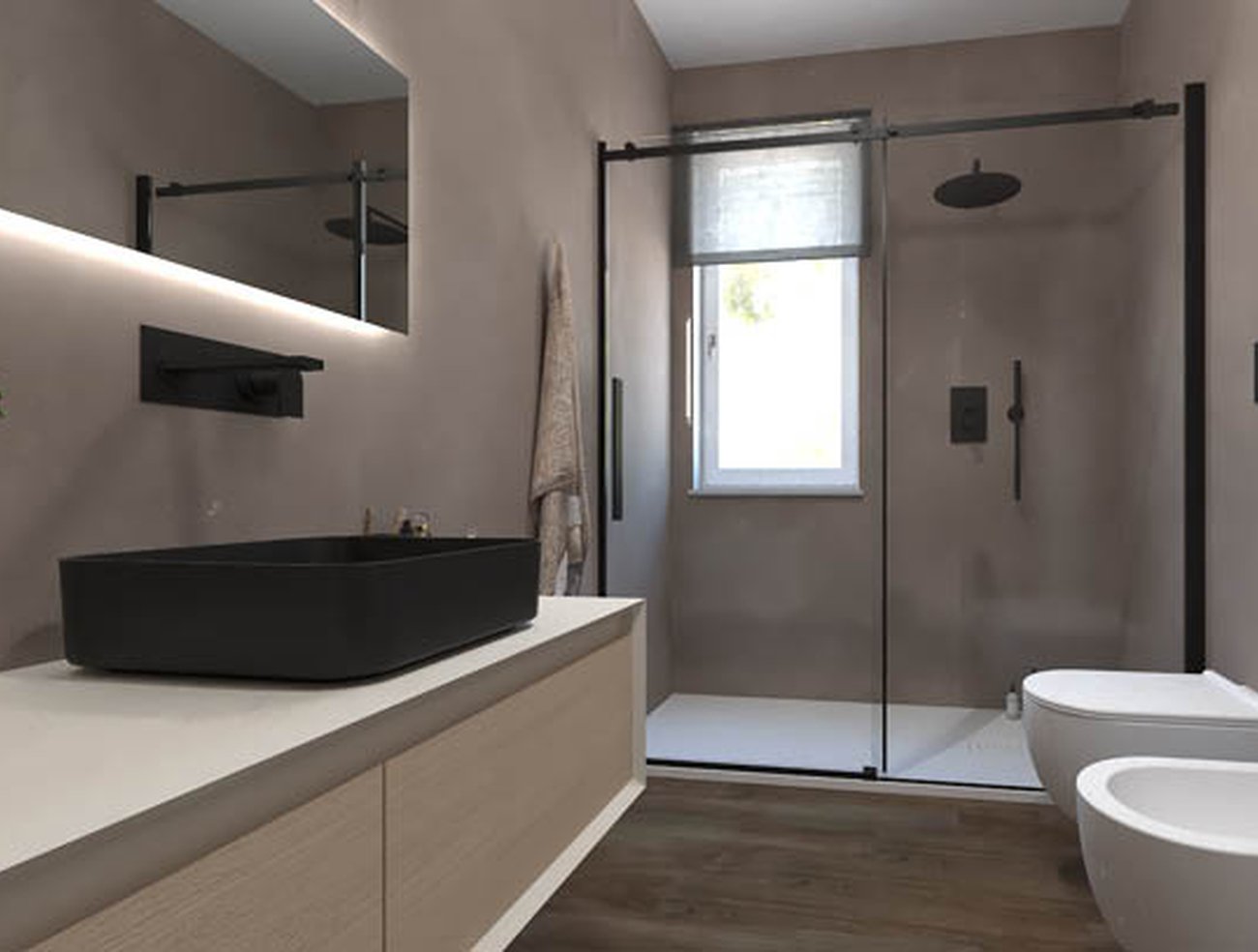 Bathroom project Concrete effect FANGO color tiles | FAP