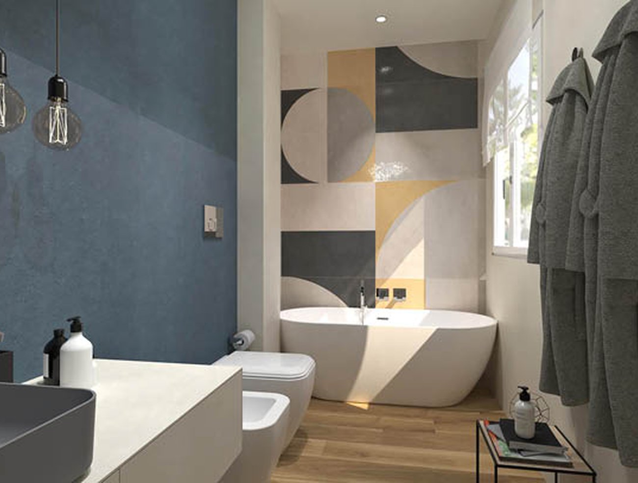 Bagno piastrelle effetto Cemento Decor Box colore STAR WHITE TEXTURE ...