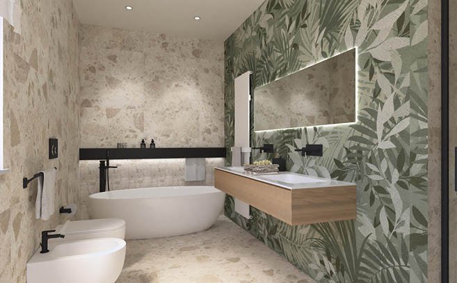 Bathroom project камень Decor Box effect WHITE TROPIC KENZIA WHITE MAXI ...