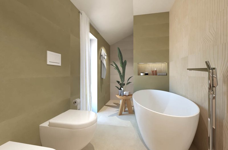 Bagno piastrelle effetto Effetto Resina colore OLIVA TRACK SABBIA SLOT ...